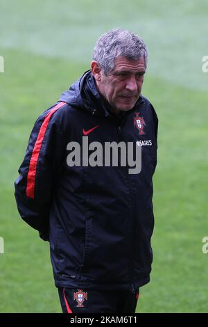 Portugal's head coach Fernando Santos stands behind the sideline during ...