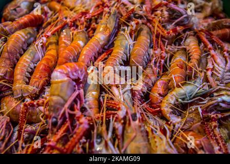 Intense movement of consumers in search of fish in the Fish Market, in ...