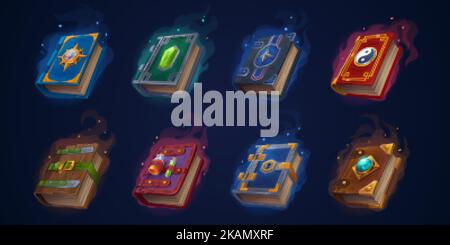 Old mystic books of magic spells, astrology and alchemy. Ancient ...