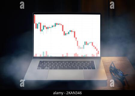 Stock Market Crash, drop in stock prices. Falling trading charts ...