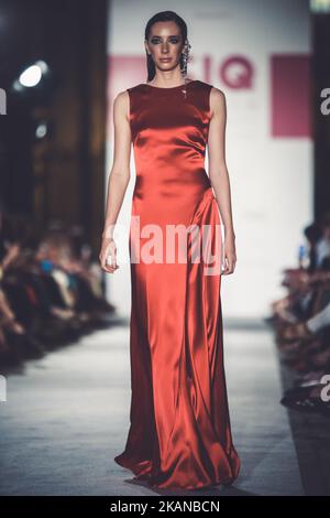 Model of Maria Jose Sarez walks on the catwalk in Seville on May 26 ...
