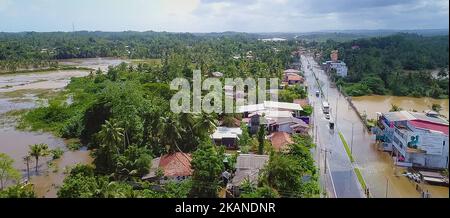 The southern expressway (Highway) and the submerged houses near by are ...