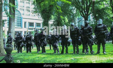 A rally in Portland, Oregon on October 9, 2021 against mask and vaccine ...