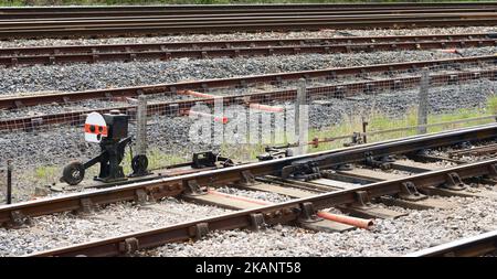 Ground signals beside railway line at Loughborough, Great Central ...