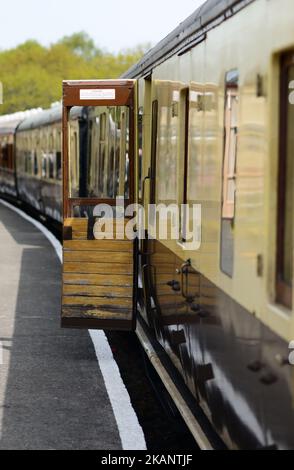 Open carriage door at Totnes Riverside station on the South Devon ...