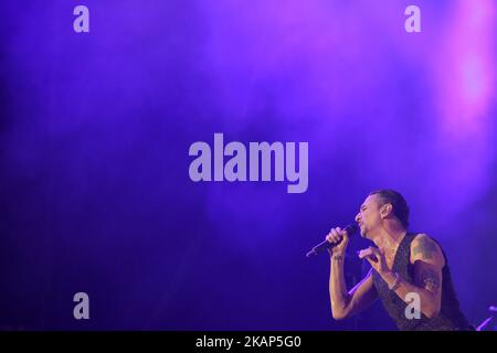 Depeche Mode lead singer Dave Gahan performing on stage during the ...
