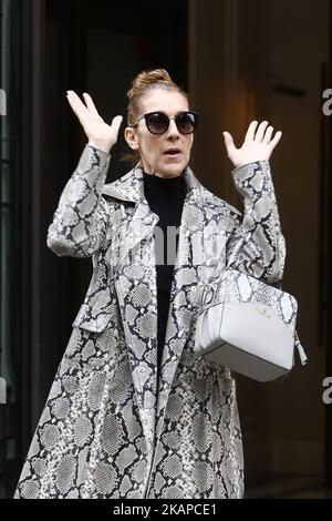 Celine Dion leaves her hotel in Paris, France, on July 12, 2017. (Photo ...