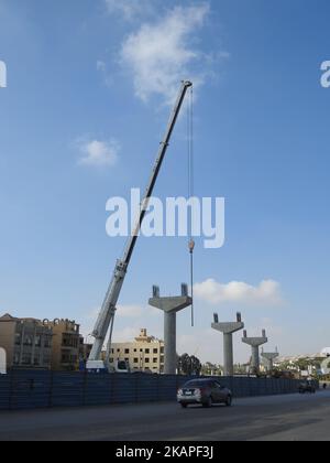 Cairo, Egypt, October 14 2022: Construction site of new Cairo monorail ...