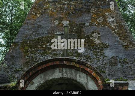 Pyramid is seen in Rapa, Poland, on 3 June 2021 The Rapa Pyramid was ...