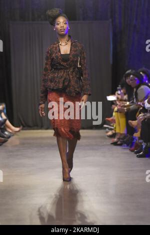 A Model showcasing designer Kaela Kay's FW17 collection in Toronto ...