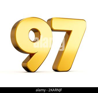 97 gold number digit metal 3d render illustration Stock Photo - Alamy