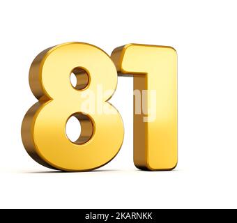 Gold number eighty-one (number 81) cut into perforated gold segments ...