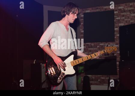 British indie rock band False Heads perform on stage at Lost River ...