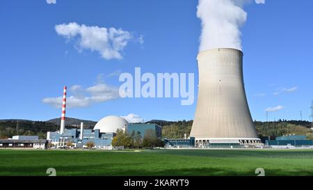 The cooling tower of the Gösgen-Däniken Nuclear Power Plant in ...
