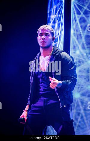 Latin American boy band CNCO arrives for the iHeartRadio Music Festival ...