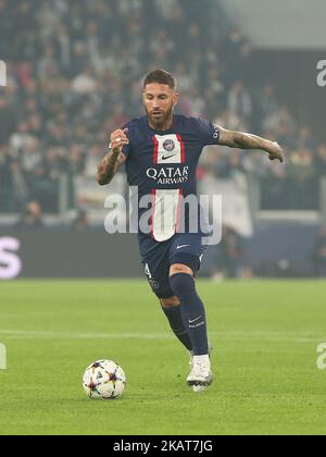 Sergio Ramos of Paris Saint Germain reacts during the Champions League ...