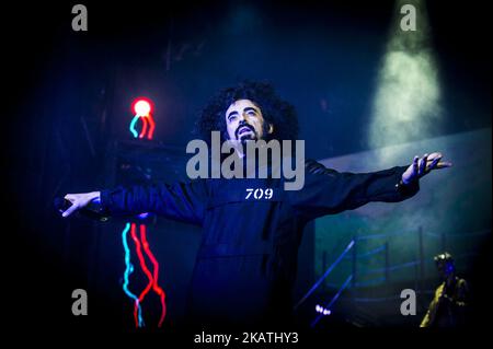 Michele Salvemini, better known as Caparezza performs live on stage ...