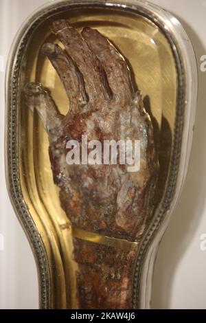 The forearm of Saint Francis Xavier, a popular saint revered by ...