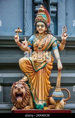 Figure of a female Hindu deity guarding the entrance of the Sri ...