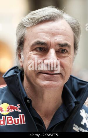Carlos Sainz, Spanish rally driver, looks on during the press ...