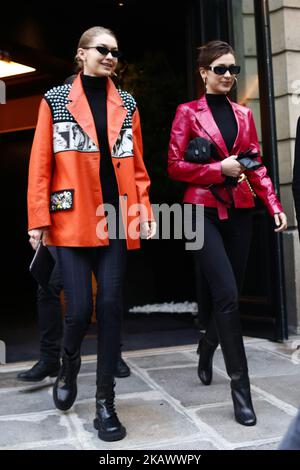 Model Gigi Hadid and Bella Hadid leave the Café Flore in Paris, France ...