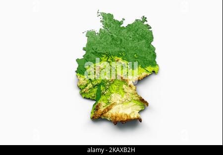 The Germany map shaded relief isolated on a blue background Stock Photo ...