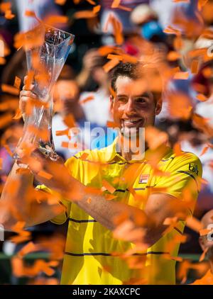 April 1 2018: John Isner (USA) defeats Alexander Zverev (GER) by 6-7 (4 ...