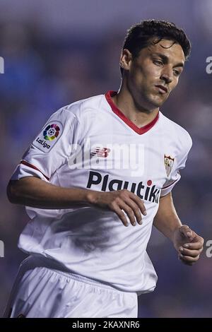 Jesus Navas of Sevilla FC looks on during the Spanish championship La ...