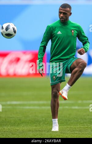 Ayoub El Kaabi of Morocco in action during the Africa Cup of Nations ...