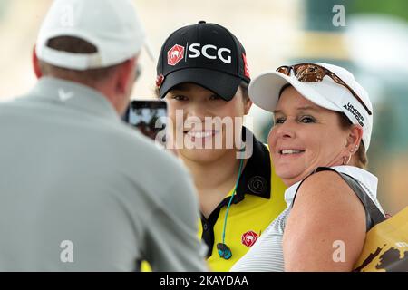 GRAND RAPIDS, MI - JUNE 16: LPGA golfer Charley Hull blows smoke from ...