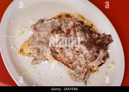 Fresh prepared Huaraches served in local restaurant near Teotihuacan ...