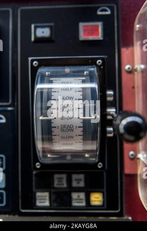 The Modern Ship’s Bridge control console with navigational equipment of ...