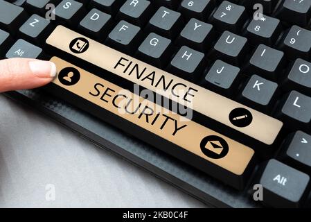Conceptual caption Finance Security. Business showcase increase in ...