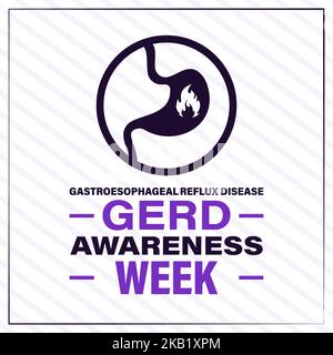 GERD Awareness week. Gastroesophageal reflux disease. Vector ...