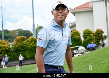 Si Woo Kim, of South Korea, hits from the fifth tee of the South Course ...