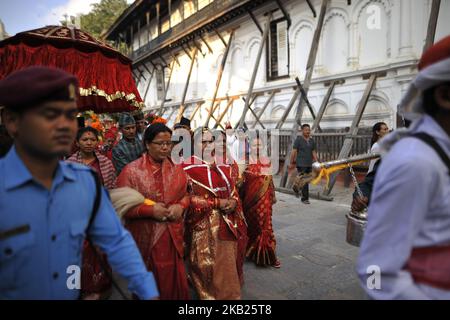 Nepalese priests along with devotees brought Fulpati festival during ...