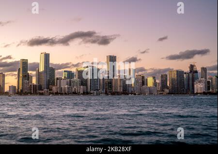 Golden hour Cityscape of Miami Brickell at Sunset Stock Photo - Alamy