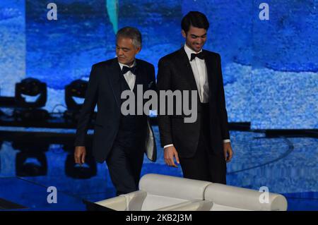The great Italian singer Andrea Bocelli and his son Matteo Bocelli ...