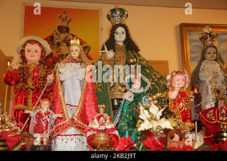 Statues of Santo Niño brought from the homes of Filipino Catholics rest ...
