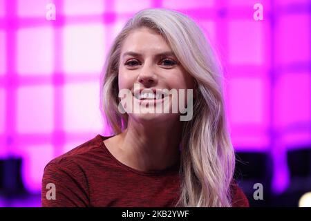 Model & Actress Charlotte McKinney speaks during the Web Summit 2018 in ...