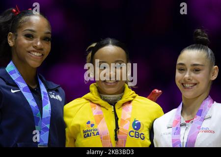 Rebeca Andrade ( BRA ) Silver medal, Simone Biles ( USA ) Gold medal ...