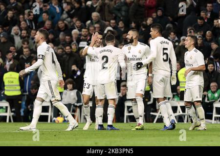 Real Madrid's players celebrate goal during Copa Del Rey match between ...