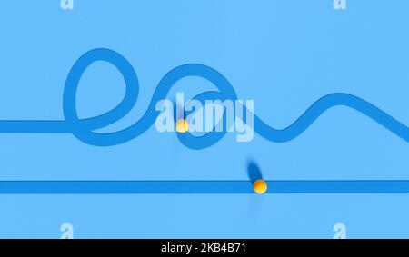 Straight line verses winding route. Path to success. Business strategic ...
