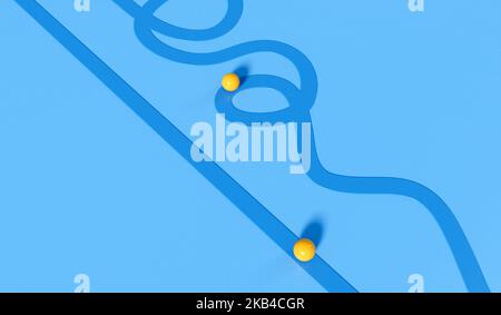 Straight line verses winding route. Path to success. Business strategic ...