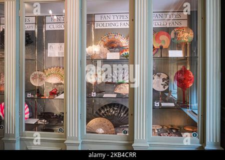 Hand fans on display in the Fan Museum in Greenwich, London England ...
