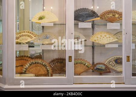Hand fans on display in the Fan Museum in Greenwich, London England ...