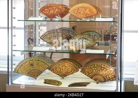Hand fans on display in the Fan Museum in Greenwich, London England ...