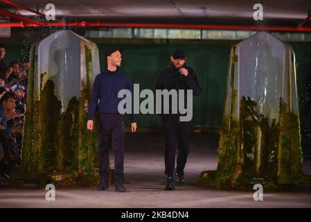 A model walks the runway at the COTTWEILER show during London Fashion ...
