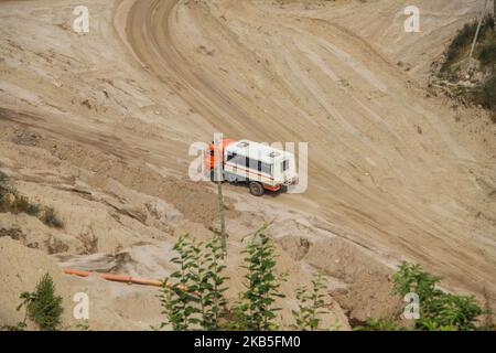 Amber open pit mine, on the largest in the world amber deposit is seen ...