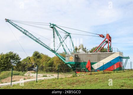Giant digger on the amber open pit mine area, on the largest in the ...